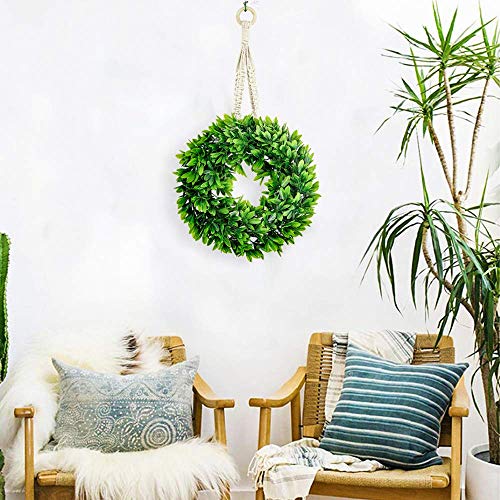 Souarts 17" Eucalyptus Wreath-Artificial Greenery Wreath Boxwood, Front Door Wreath for Indoor Outdoor Home Office Wall Wedding Holiday Decor