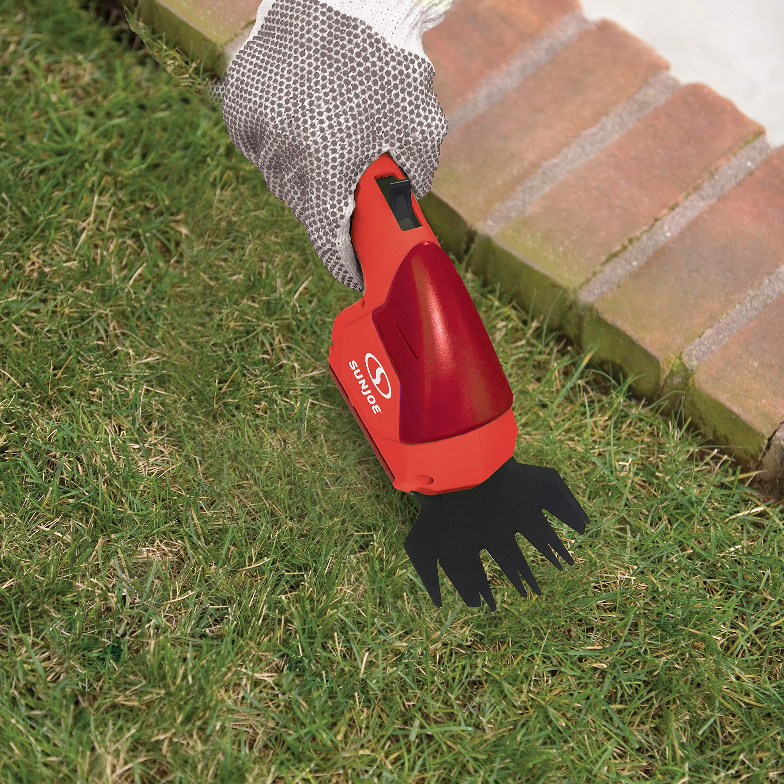 Sun Joe HJ604C-RED 7.2V Cordless 2-in-1 Grass Shear, Hedge Trimmer, Apple, Red (Renewed)