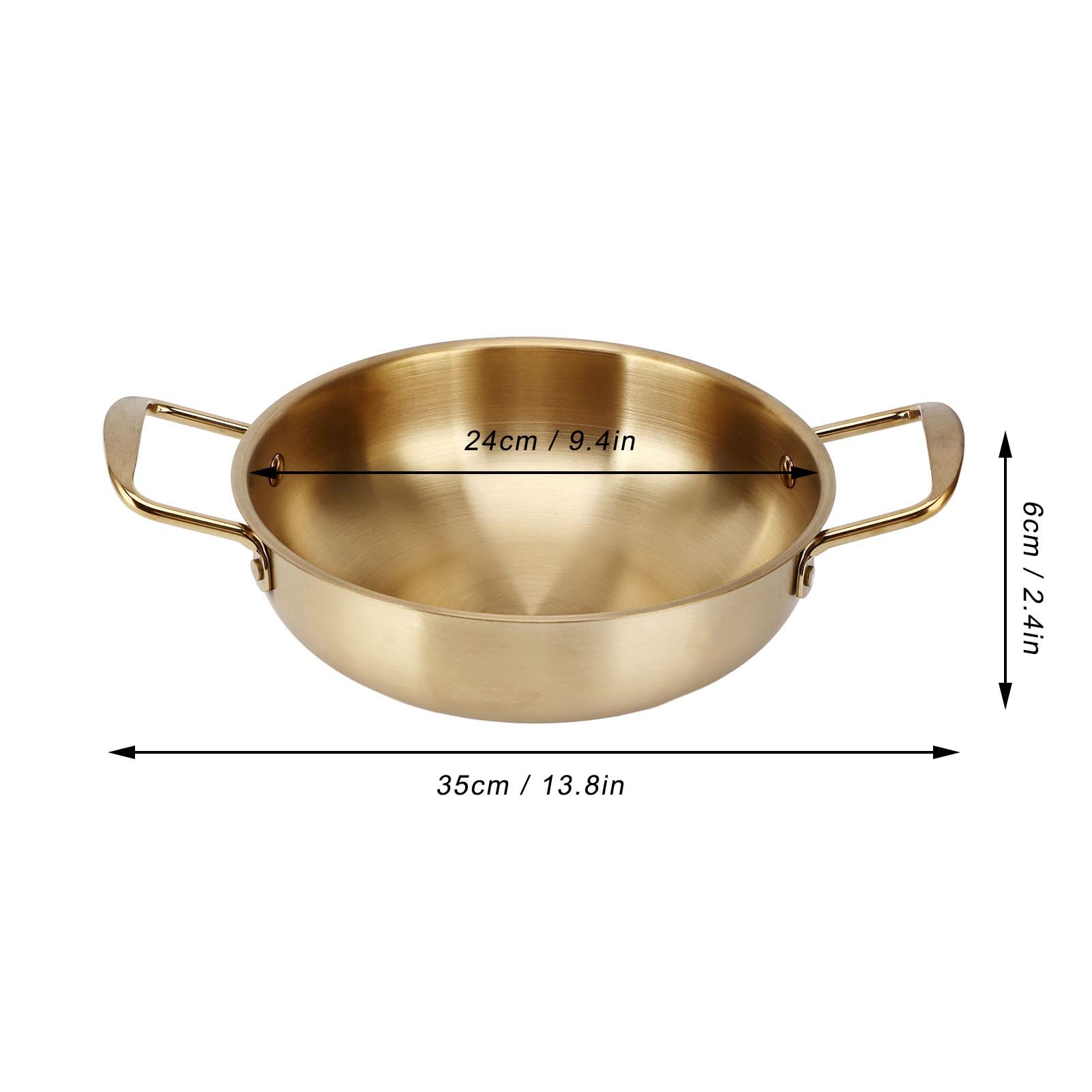 Ramen Noodle Pot, Gold Korean Ramen Cooking Pot with Double Handle,Fast Heating For Home Kitchen Restaurant Cookware