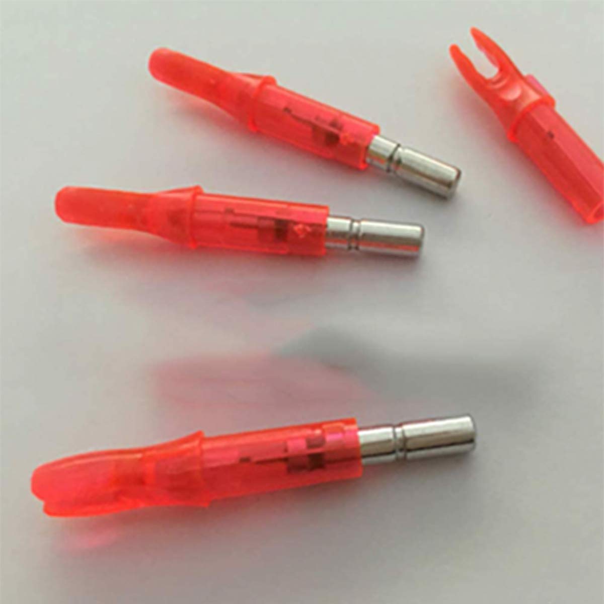 Techson 6 Pcs Lighted Arrow Nocks, Led Hunting Luminous Arrow Nocks, Tails Bow Accessories Internal Arrow End Nocks Fit for 6.2mm/0.244” Arrow Shaft (Red)