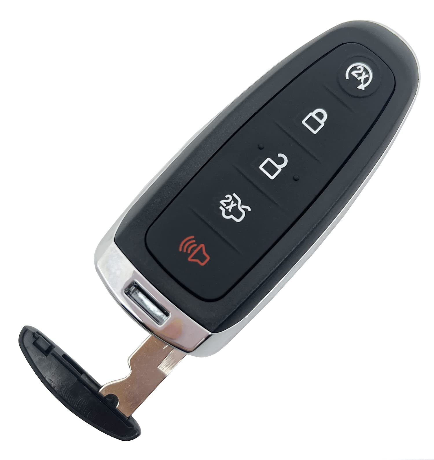 Replacement Key Fob Case Shell Fit for Ford Edge Escape Explorer Focus Flex Taurus Fusion Keyless Entry Smart Remote Key Fob Cover Casing with Uncut Blade Blank (Black)