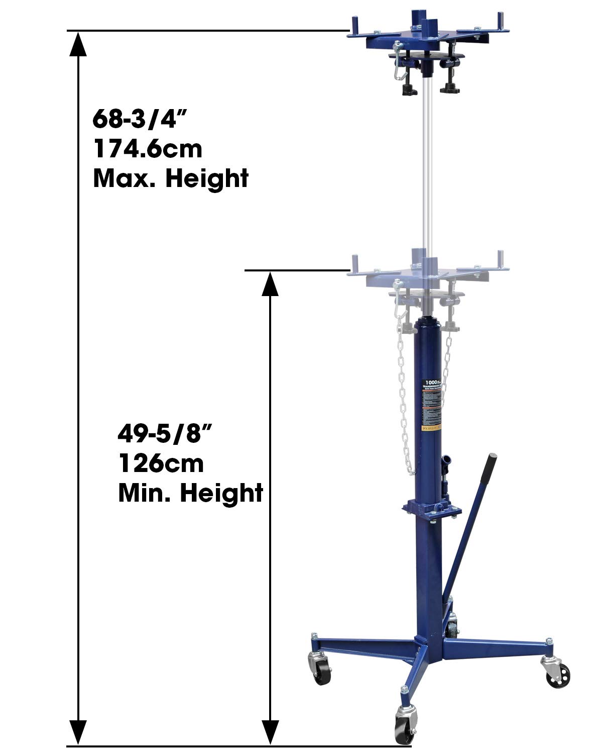 TCE ATR4053U Torin Hydraulic Garage/Shop Telescoping Transmission Floor Jack: 1/2 Ton (1,000 lb) Capacity, Blue