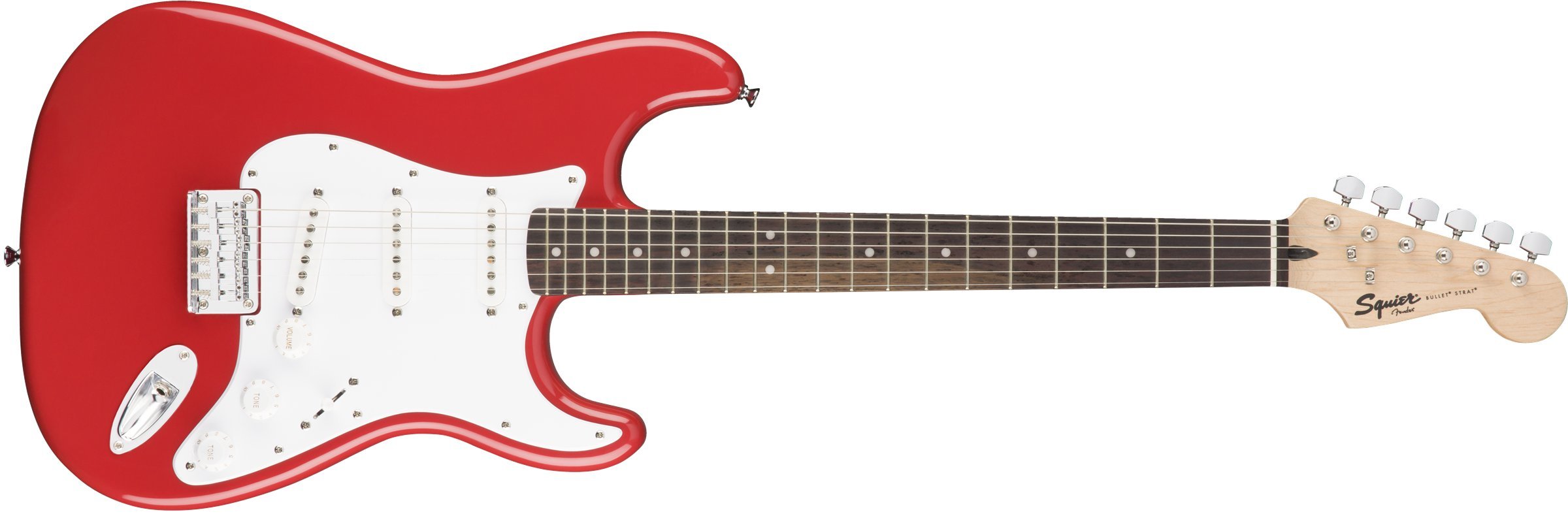 Squier Bullet Stratocaster HT SSS Electric Guitar, with 2-Year Warranty, Fiesta Red, Laurel Fingerboard