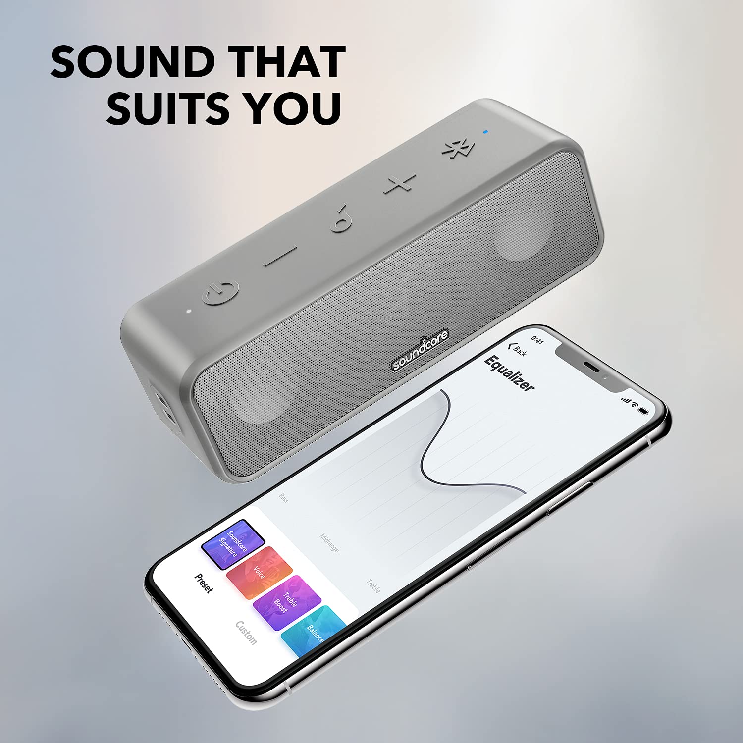Soundcore 3 by Anker, Bluetooth Speaker with USB-C Connection, Stereo Sound, BassUp, Pure Titanium Diaphragm Drivers, 24H Playtime, IPX7 Waterproof, PartyCast, App, Custom EQ, for Travel & Home, Gray