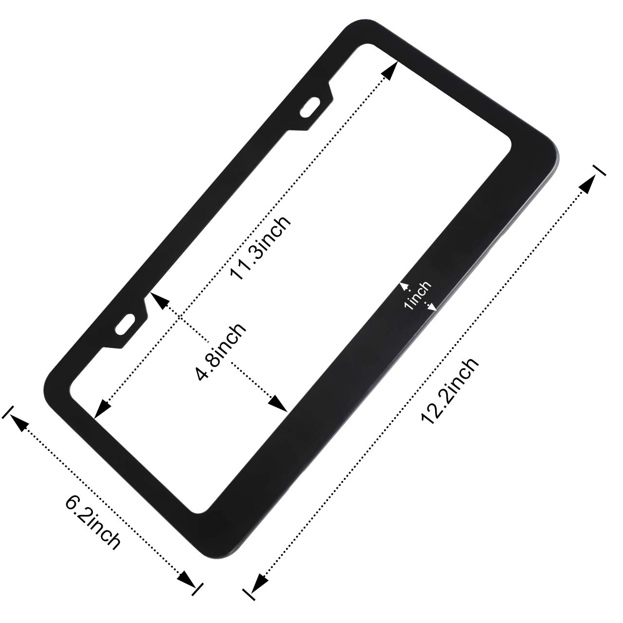 ZELEMO 2Pcs 2 Holes Black Matte Aluminum License Plate Frames Fits All Standard 6x12 Inches US License Plates Includ Screws.
