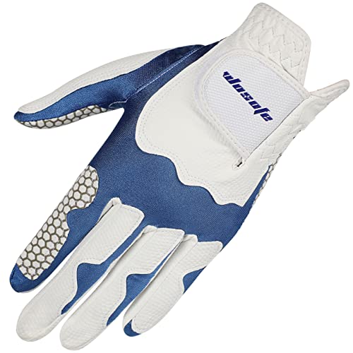 wosofe Golf Gloves Men Left Handed Golfer Single Synthetic PU Non-Slip Comfortable Close Fit(Medium/Large)