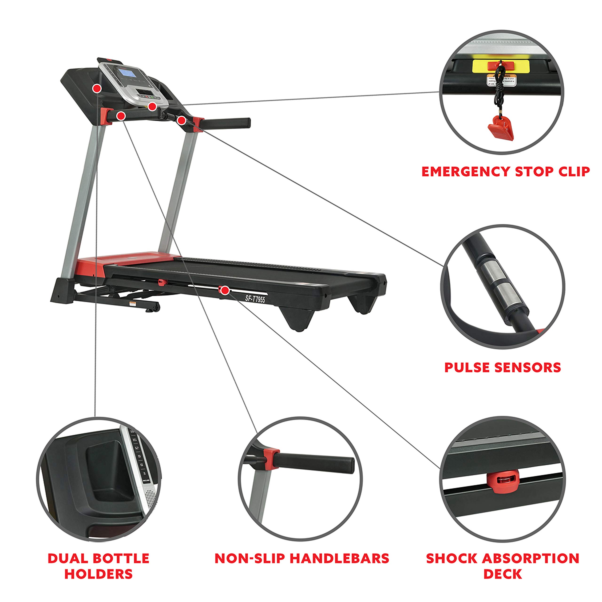 Sunny Health & Fitness Evo-Fit Incline Treadmill with Bluetooth and Dual Device Tablet Holders - SF-T7955