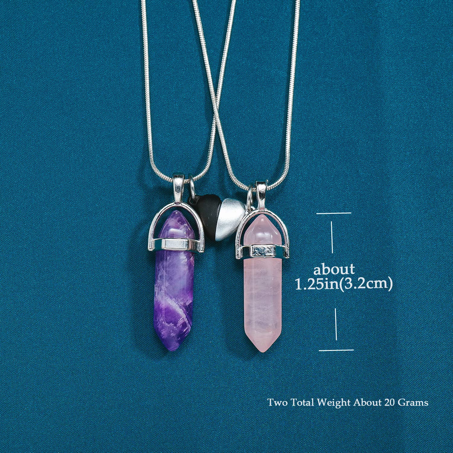 Runyangshi Natural Dream Amethyst Crystal Necklace Natural Crystal Gemstone Pendant Chakra Crystal Healing Stone with Gift Box Package