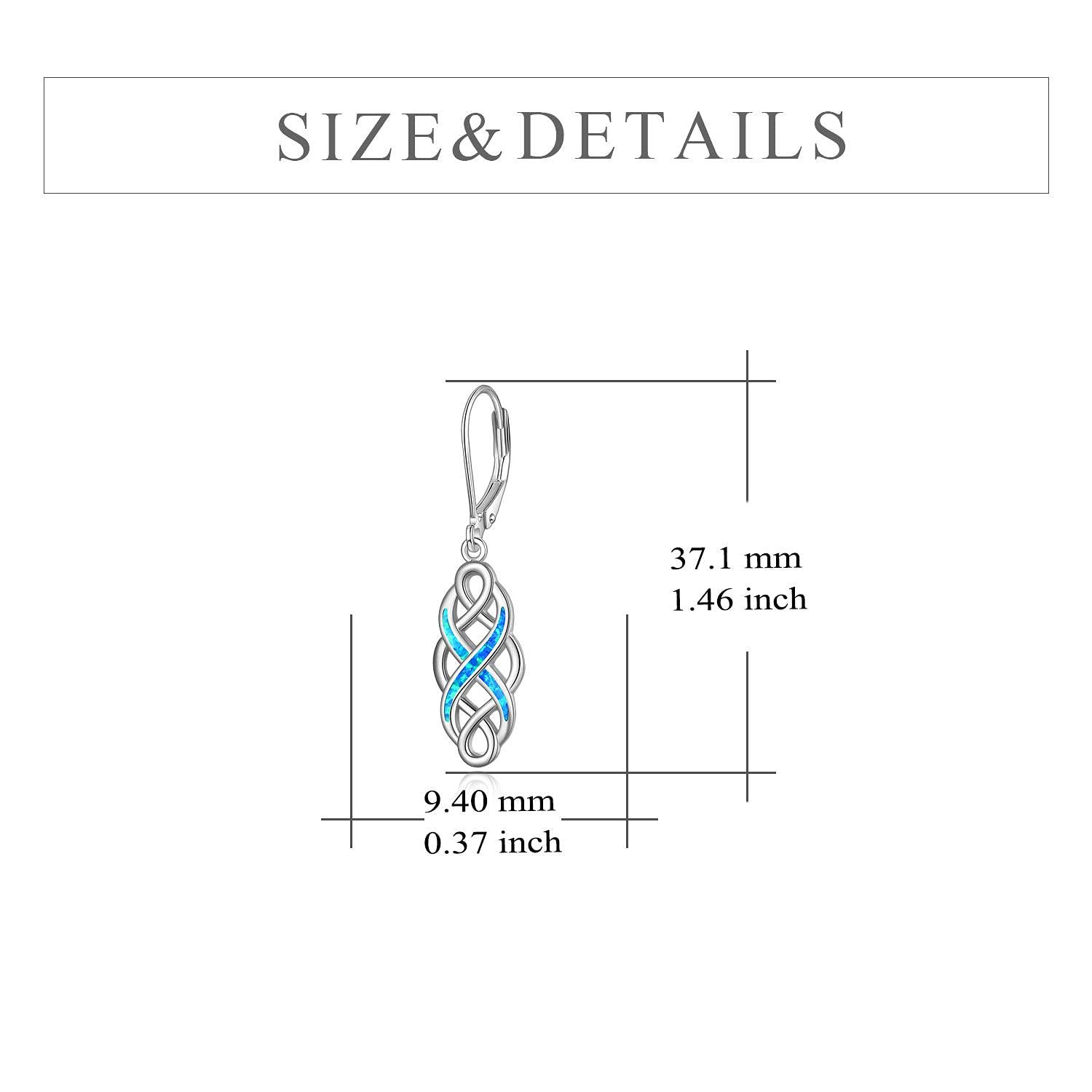 YFN Sterling Silver Celtic Knot Dangle Earrings Good Luck Irish Celtic Knot Vintage Dangles for Women (Blue Opal Celtic Knot Earrings)