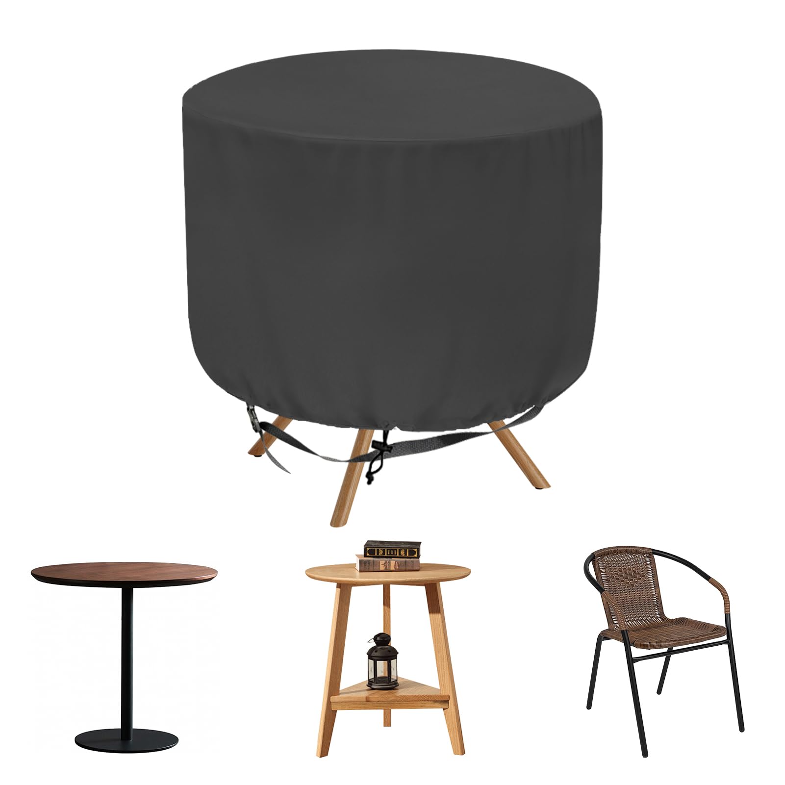 Patio Table Chair Cover Black, 23" DIA X 18"H, Outdoor Table Chair Cover,Outdoor Patio Furniture Cover Waterproof for Deck Box , Coffee Table and Chairs