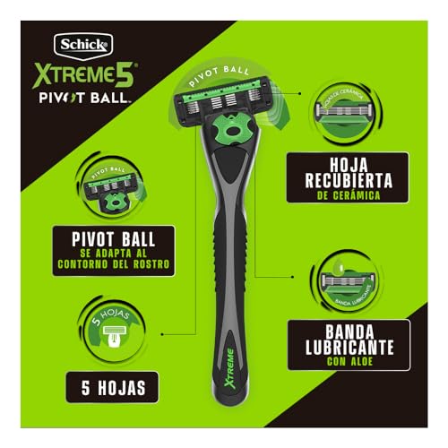 Schick Xtreme 5 Pivot Ball Men's Contour Adapting Razor with 2 Refill Cartridges