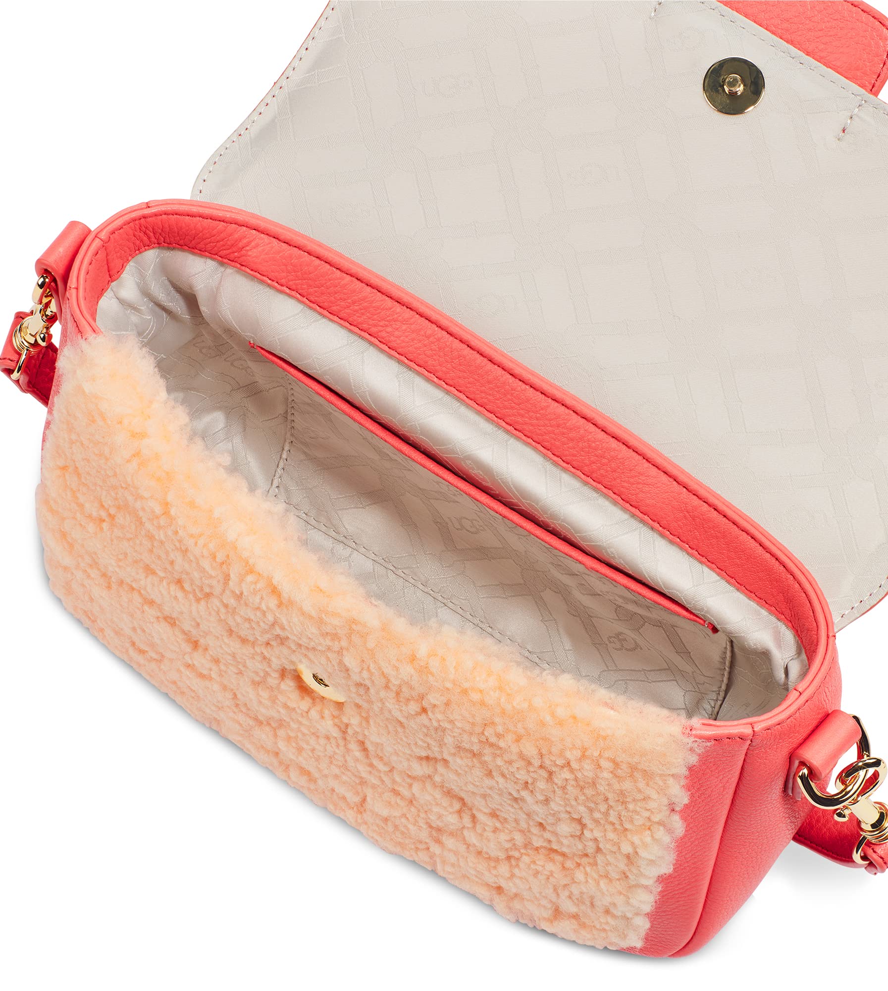 UGG Women's Dalton Crossbody Sheepskin Handbag, Peach Fuzz / Peach Bliss, One Size
