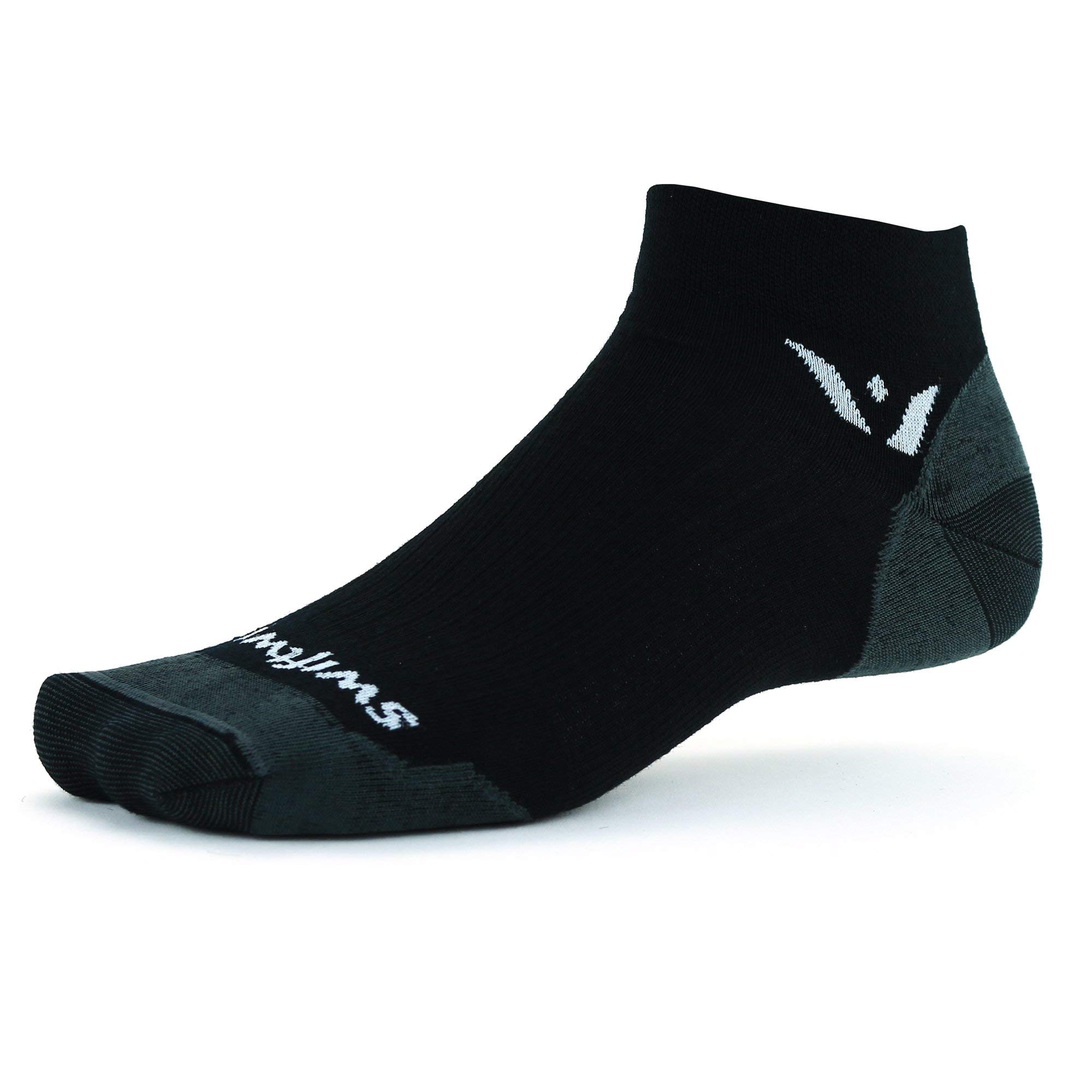 Swiftwick- PURSUIT ONE Ultralight Running and Golf Socks, Merino Wool (Black, Medium)