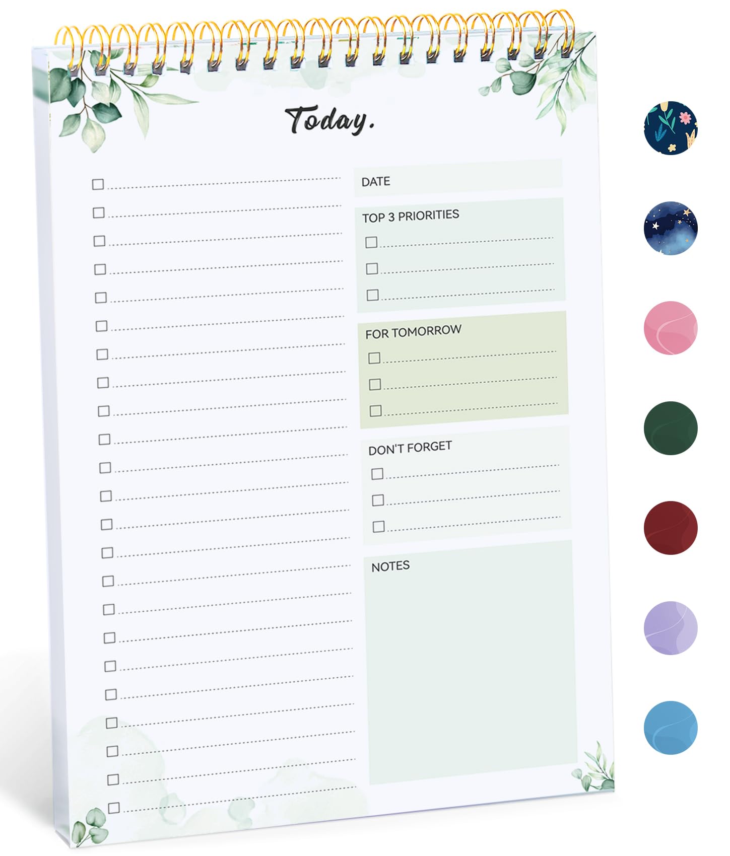 To Do List Pad - To Do List Notebook for Work with 52 Sheets, Undated Daily Planner Perfect for Daily Tasks and Goal Setting, To Do List Notepad Suitable for Office, Home and School-Verdant Leaf