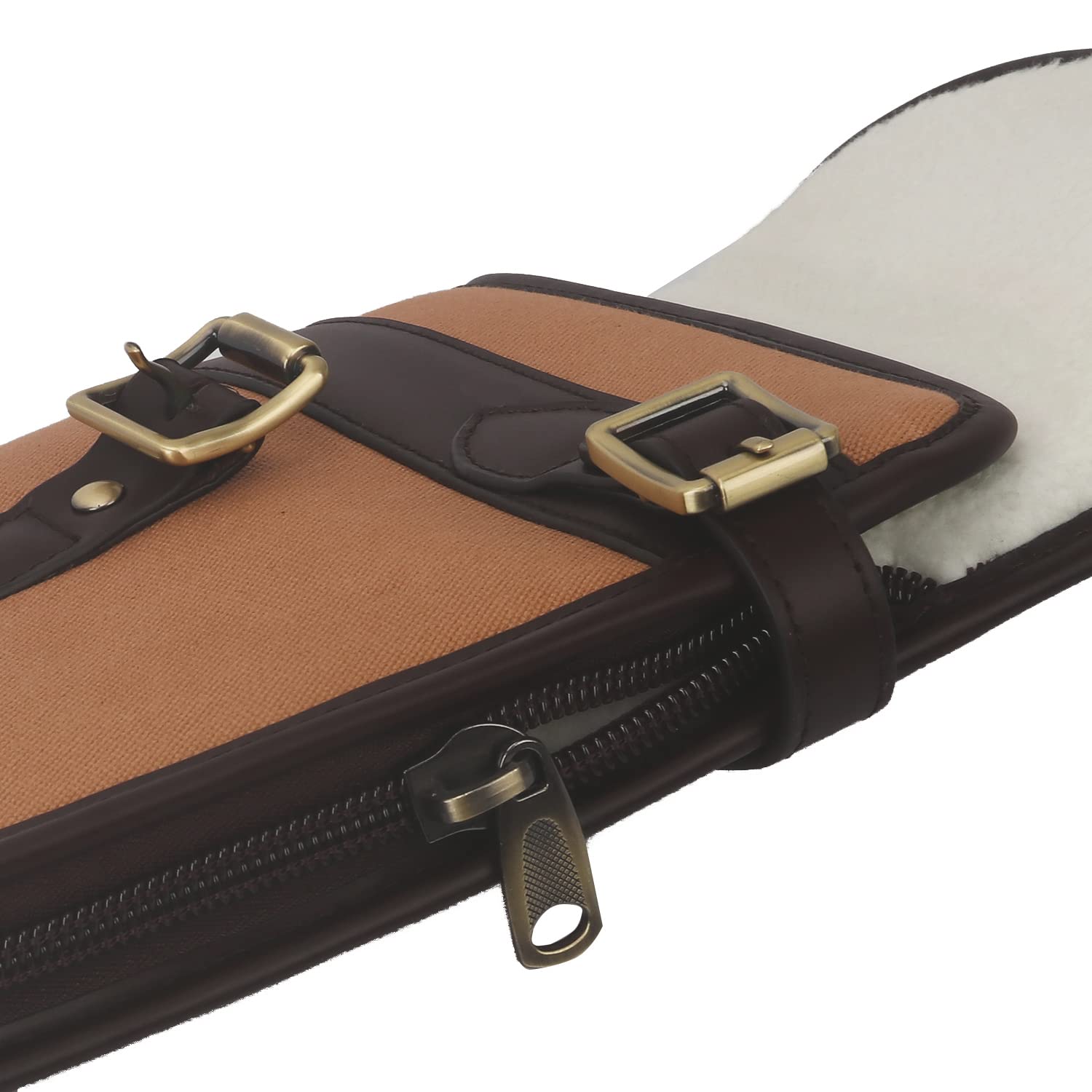 TOURBON Rifle Gun Case Soft Faux Fleece Padded 50" Shotgun Bag Slip - Canvas and Leather