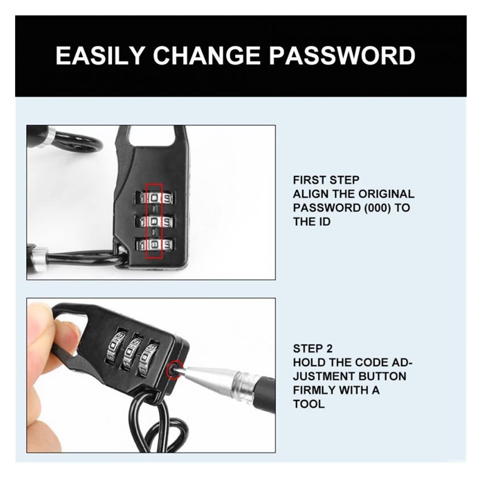 XFTD Bicycle Lock Bicycle Helmet Lock Mountain Bike Wire Lock Security Lock Motorcycle Electric Car Portable Password Steel Cable Lock Bike Lock Convenient and Practical (Color : 1pc)