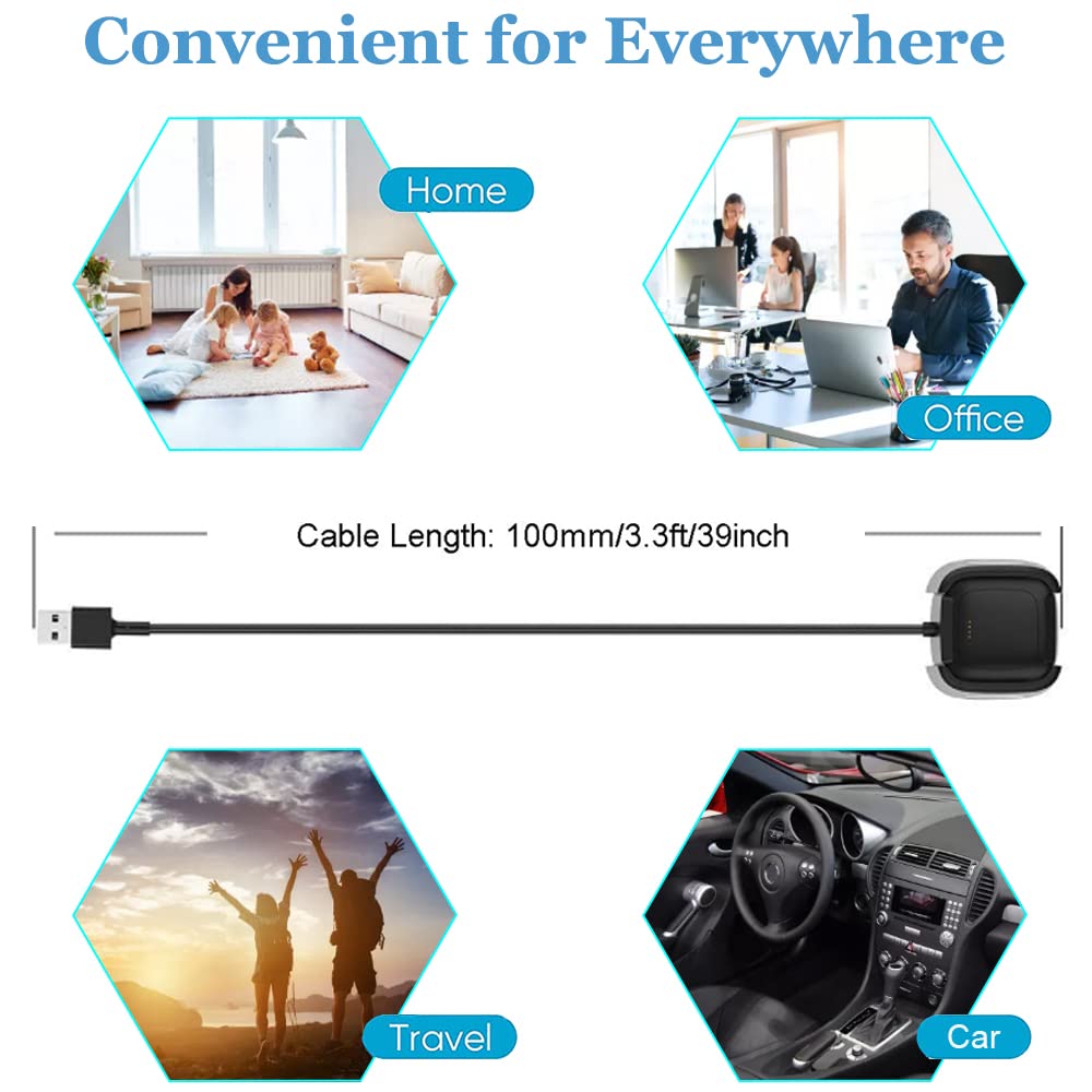 Threeeggs Compatible with Fitbit Versa 2 Charger (Not for Versa/Versa Lite), Charging Dock with USB Cord for Versa 2 Health & Fitness Smartwatch Charge Cable 3.3Ft/100cm