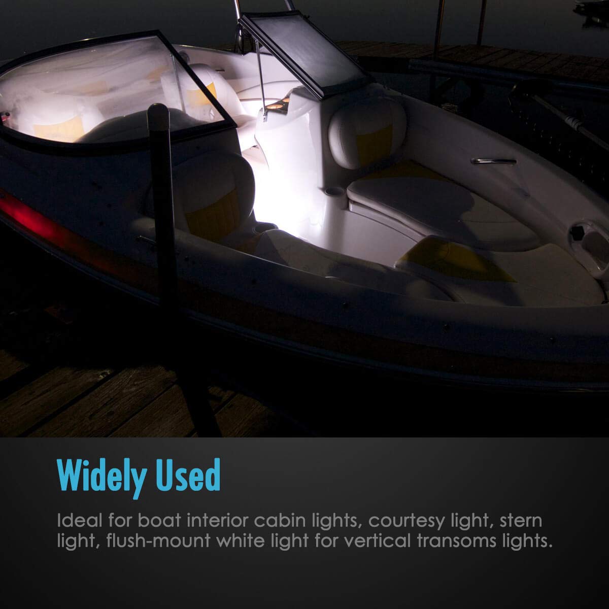 TCTAuto Marine LED White Light for Boats Courtesy Transom Cabin Stern Navigation Lights 3 Inch 12V Round Chrome Clear Lens Waterproof, Pack of 2