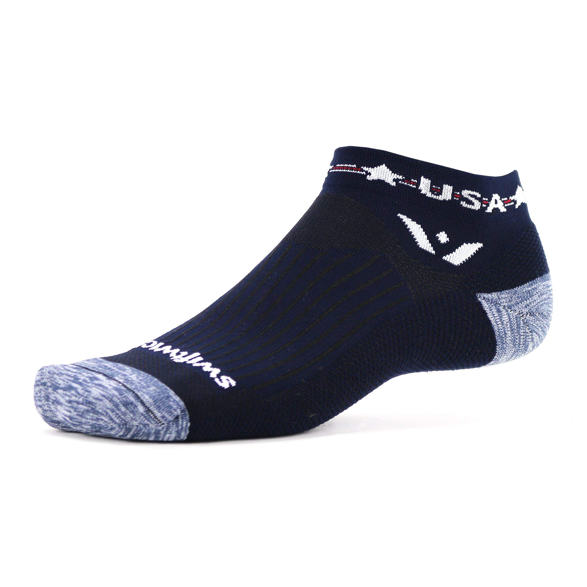 Swiftwick- VISION ONE Tribute | Cycling & Running Socks | Wicking, All Day Comfort, Cushioned Ankle Socks | USA, Small/Medium
