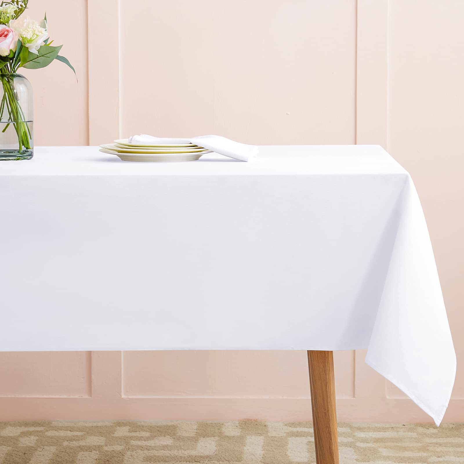 VEEYOO Rectangle Tablecloth - Washable Table Cloth Waterproof and Wrinkle Resistant, Decorative Fabric Table Cover for Dining, Party, Outdoor, 60x84 Inch Black Tablecloths