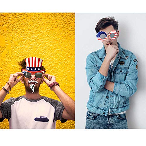 TD.IVES12 Pack American Flag Glasses USA Patriotic Party Sunglasses Masks Cool Shaped Plastic Eyewear for Party Props