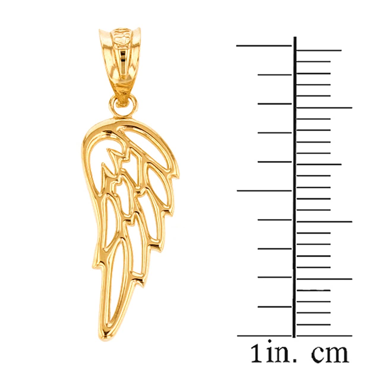 Religious Jewelry Fine 10k Yellow Gold Guardian Angel Filigree Wing Charm Pendant