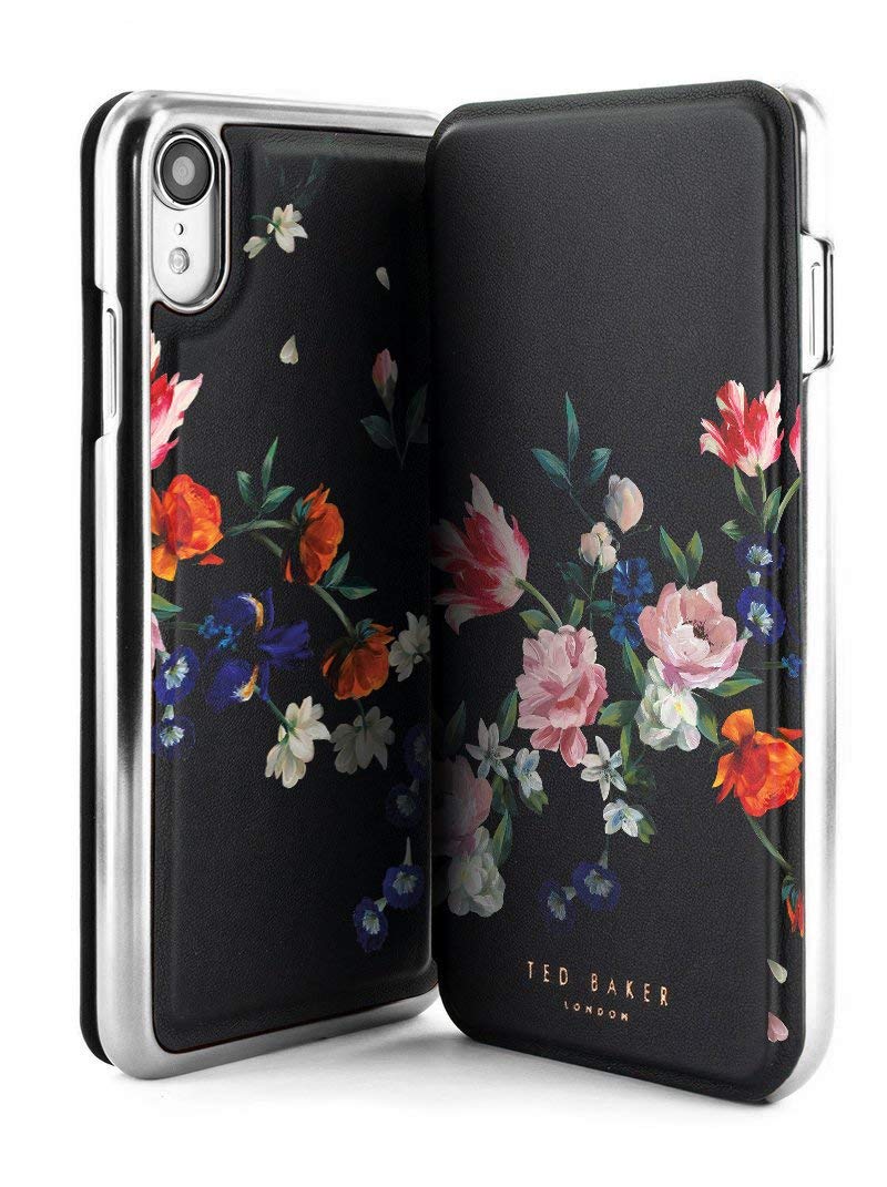 Ted Baker SSABINA Mirror Folio Case for iPhone XR - Sandalwood/Black Silver