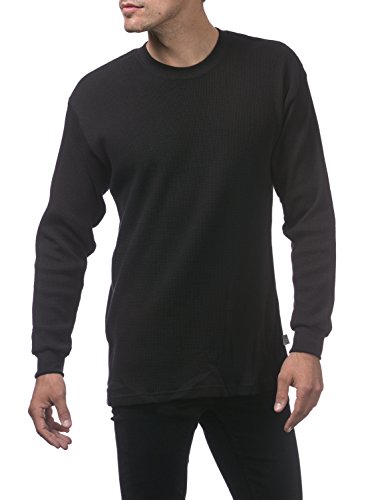 Pro Club Men's Heavyweight Cotton Long Sleeve Thermal Top, Large, Black