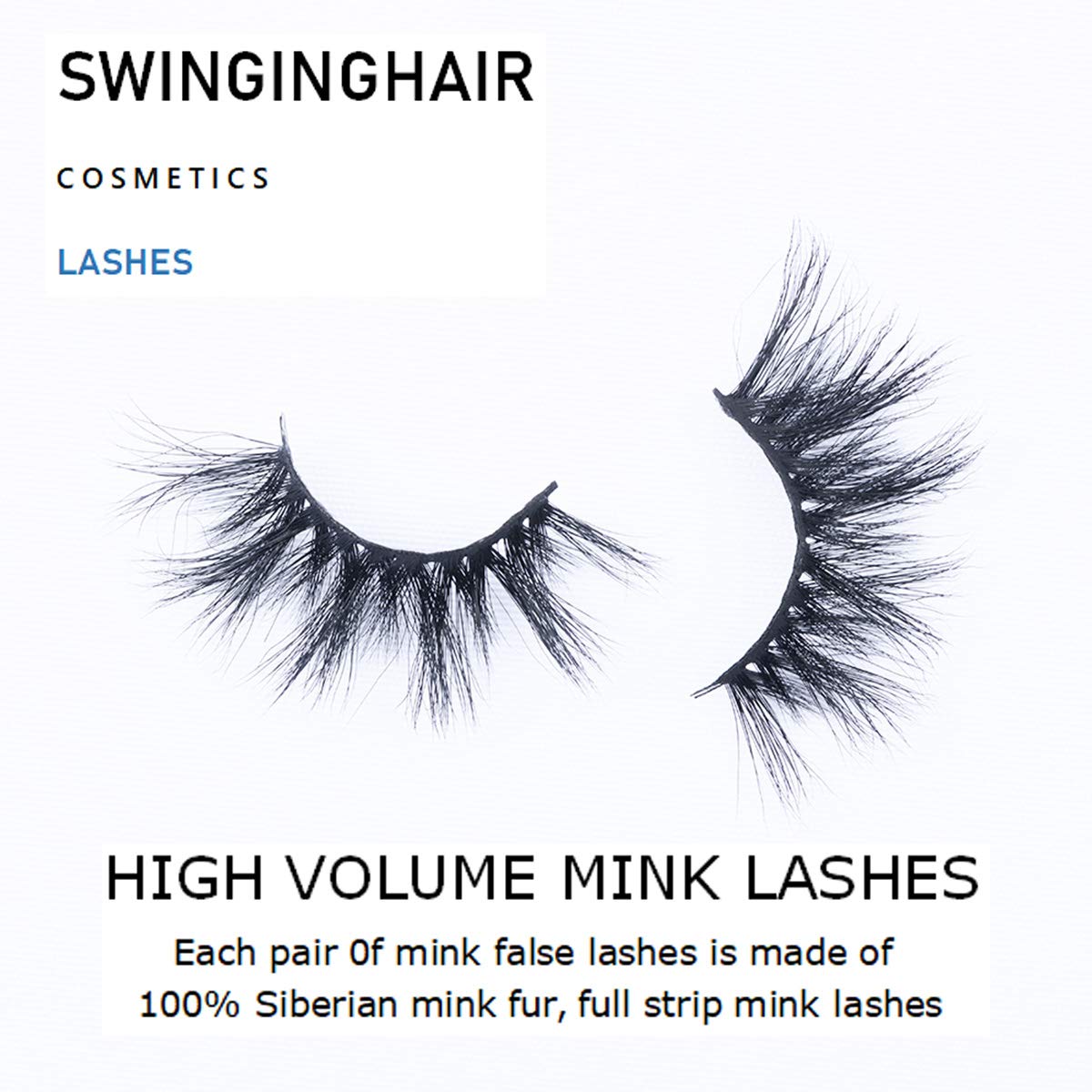 SWINGINGHAIR Mink Eyelashes, 25mm Dramatic Lashes Long Type False Eyelashes 3D Layered Effect Hand Made Strips Reusable 1 pair