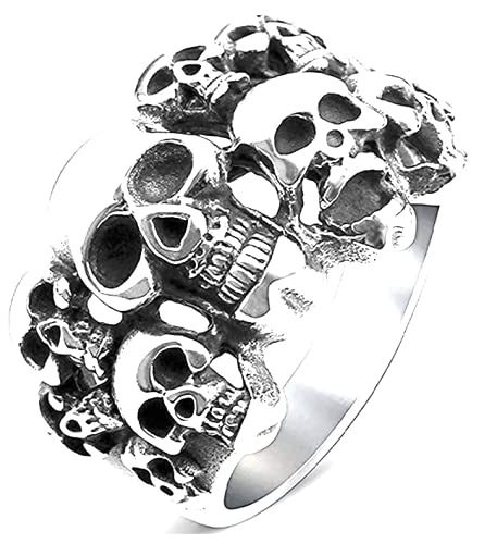 zhb Ghost Ring Titanium Steel Skull Ring fashion domineering Retro (A, 10)