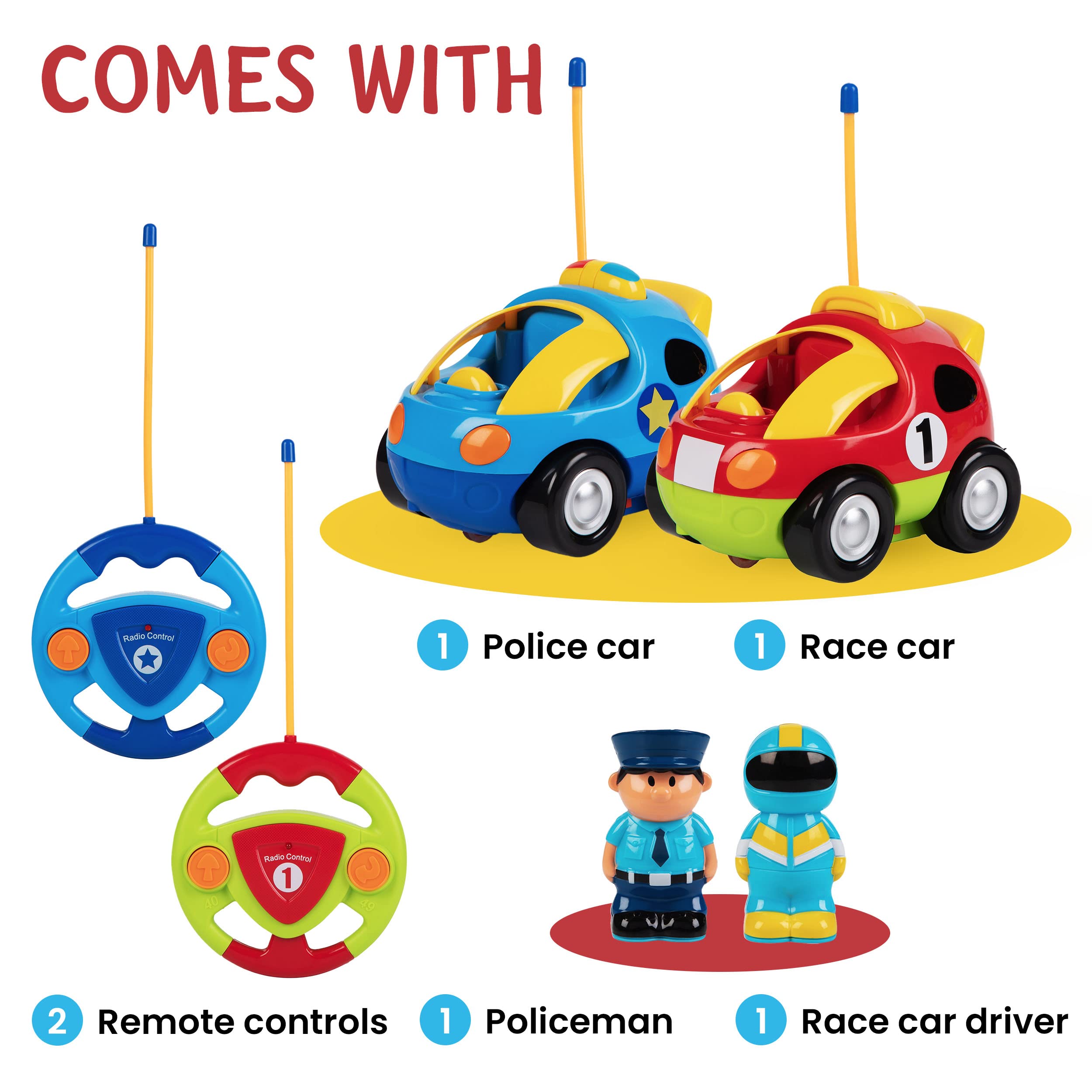 PREXTEX 2pk Remote Control Cars for 3-5 Year Old Boys - Truck & Tractor Toddler Toys