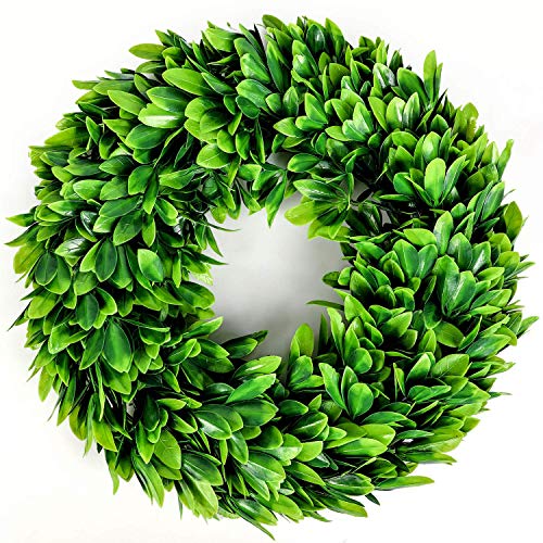 Souarts 17" Eucalyptus Wreath-Artificial Greenery Wreath Boxwood, Front Door Wreath for Indoor Outdoor Home Office Wall Wedding Holiday Decor