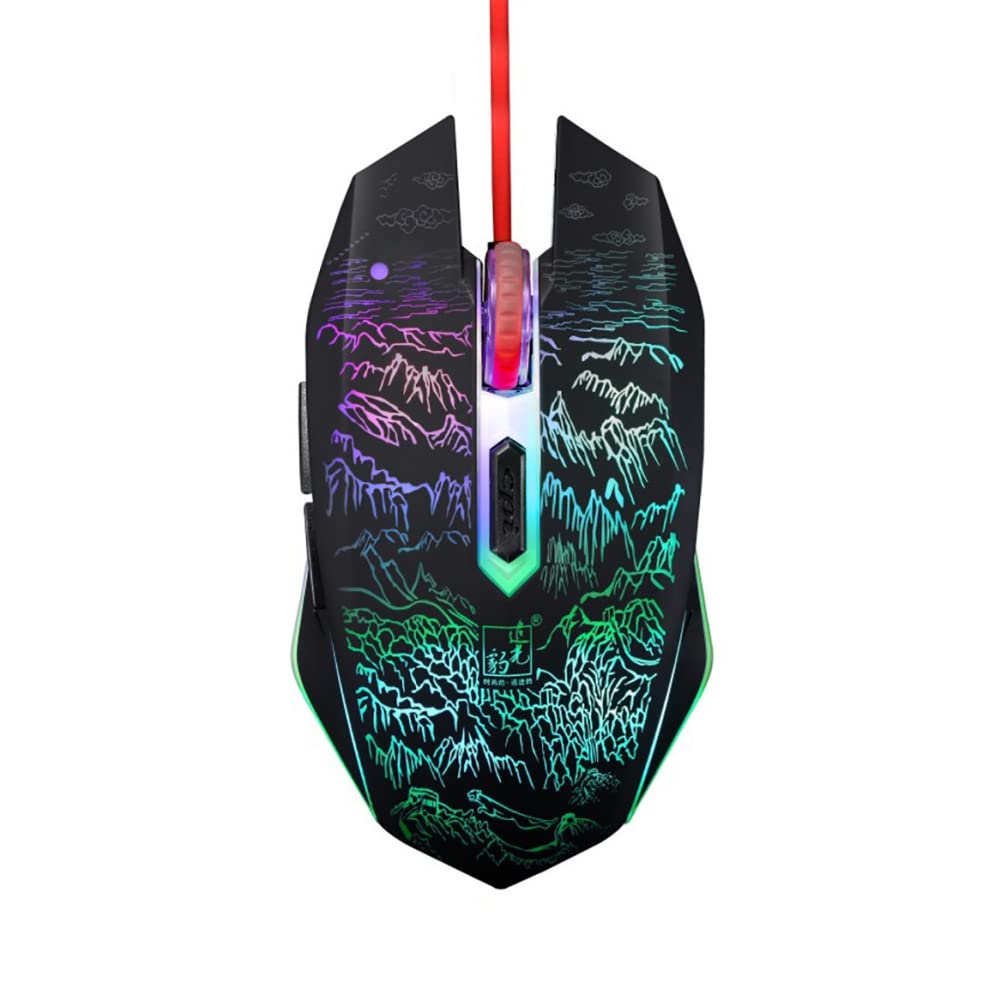 ZEROFEEL Wired Gaming Mouse with Backlit, USB Ergonomic Gamer Mouse, 3 Adjustable DPI, Luminous Computer Game Mice with 6 Programmable Buttons for Windows 7/8/XP/Vista Laptop, PC, laptops, MacBook