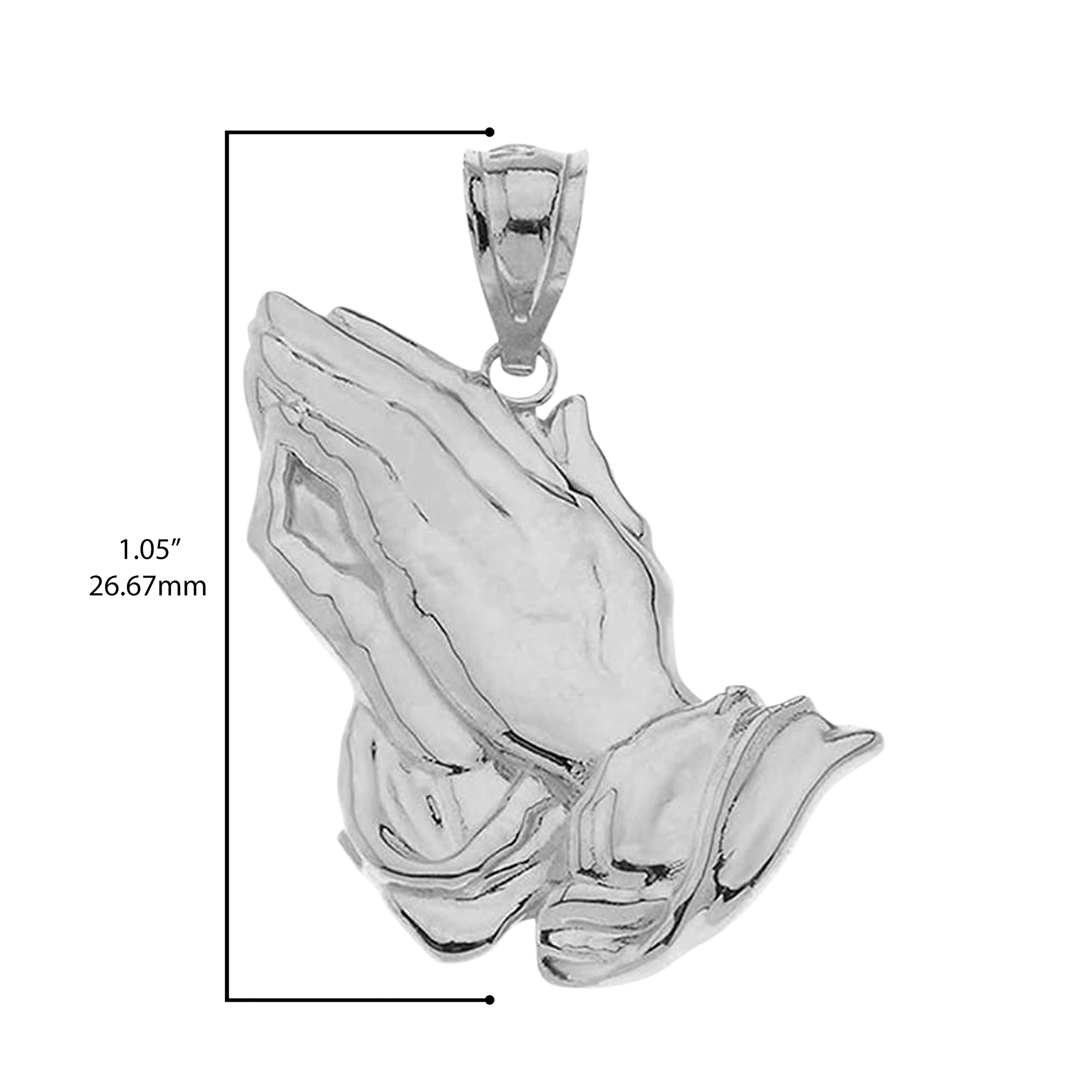 Religious Jewelry .925 Sterling Silver Praying Hands 1โ Pendant - Pendant Only