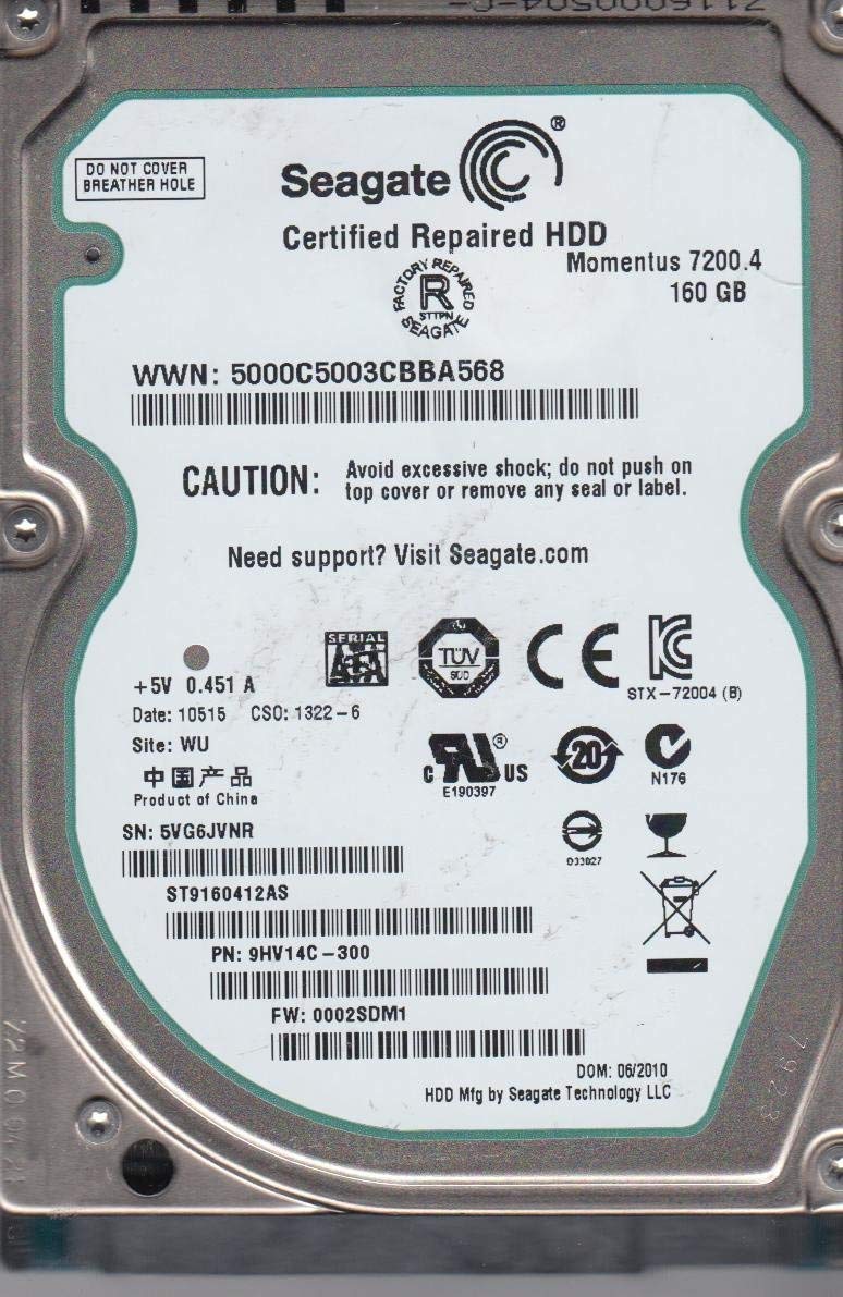 Seagate ST9160412AS 160.0GB 10K SATA 2.5 3Gbps Hard Drive