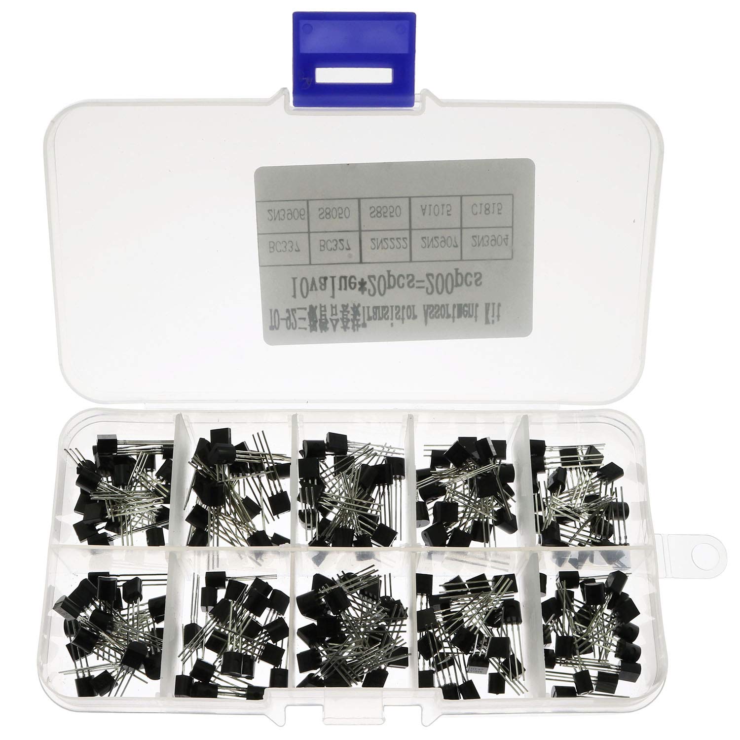 RLECS 200-Pack Transistor Assortment Set Kit BC337 BC327 2N2222 2N2907 2N3904 2N3906 S8050 S8550 A1015 C1815 Semiconductor Triode DIY Electronic Circuit Components 10 Values TO-92