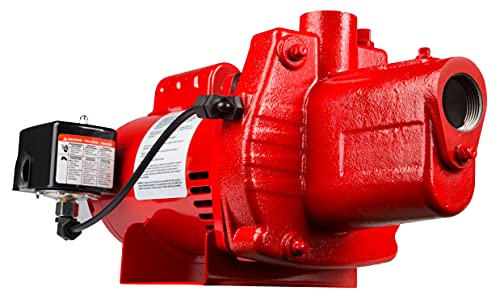 Red Lion RJS-100-PREM 1 HP, 23 GPM, 115/230 Volt, Premium Cast Iron Shallow Well Jet Pump, Red, 602208, 9.1 x 17.8 x 9.1 inches