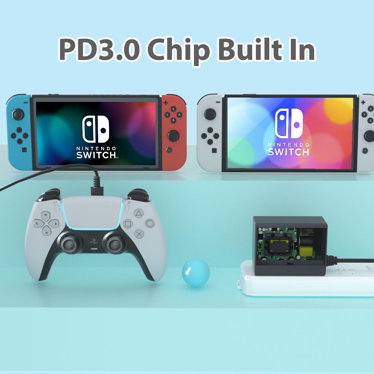 Switch Charger for Nintendo Switch, AC Power Adapter with 5Ft Charger Cable/Power Cord for Nintendo Switch and OLED and Switch Lite-Fast Charge Switch Support TV Dock Mode