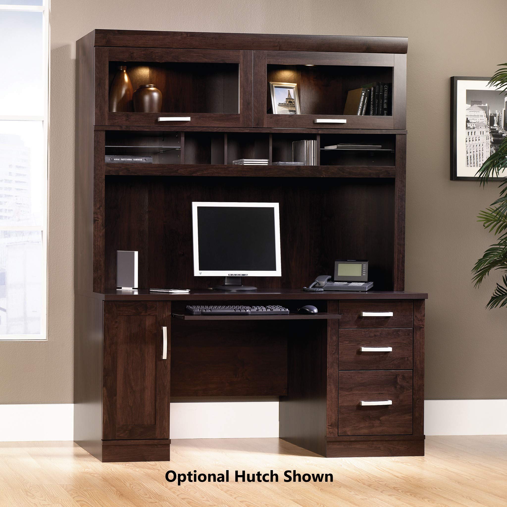 Sauder Office Port Credenza, Dark Alder finish
