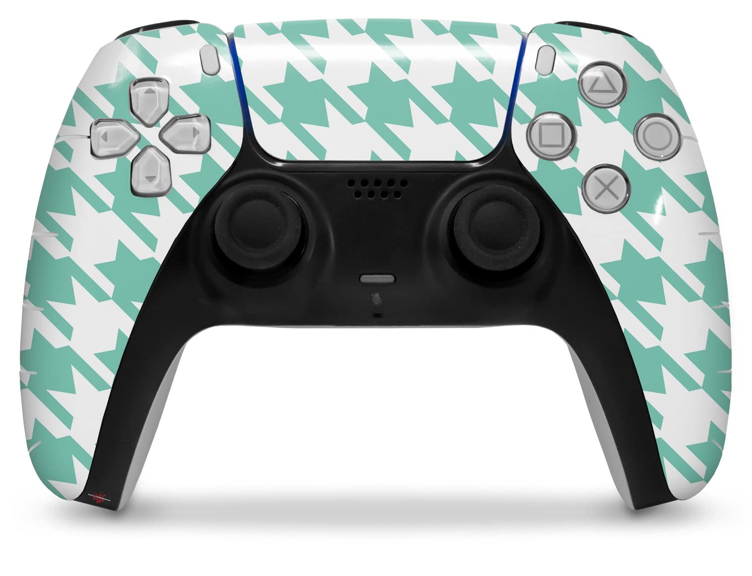 WraptorSkinz Skin Wrap compatible with Sony PS5 DualSense Controller Houndstooth Seafoam Green (CONTROLLER NOT INCLUDED)