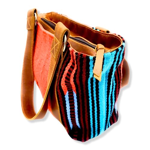 Southwestern Handwoven Wool Leather Boho Tote Purse Western Handbag (Sedona)