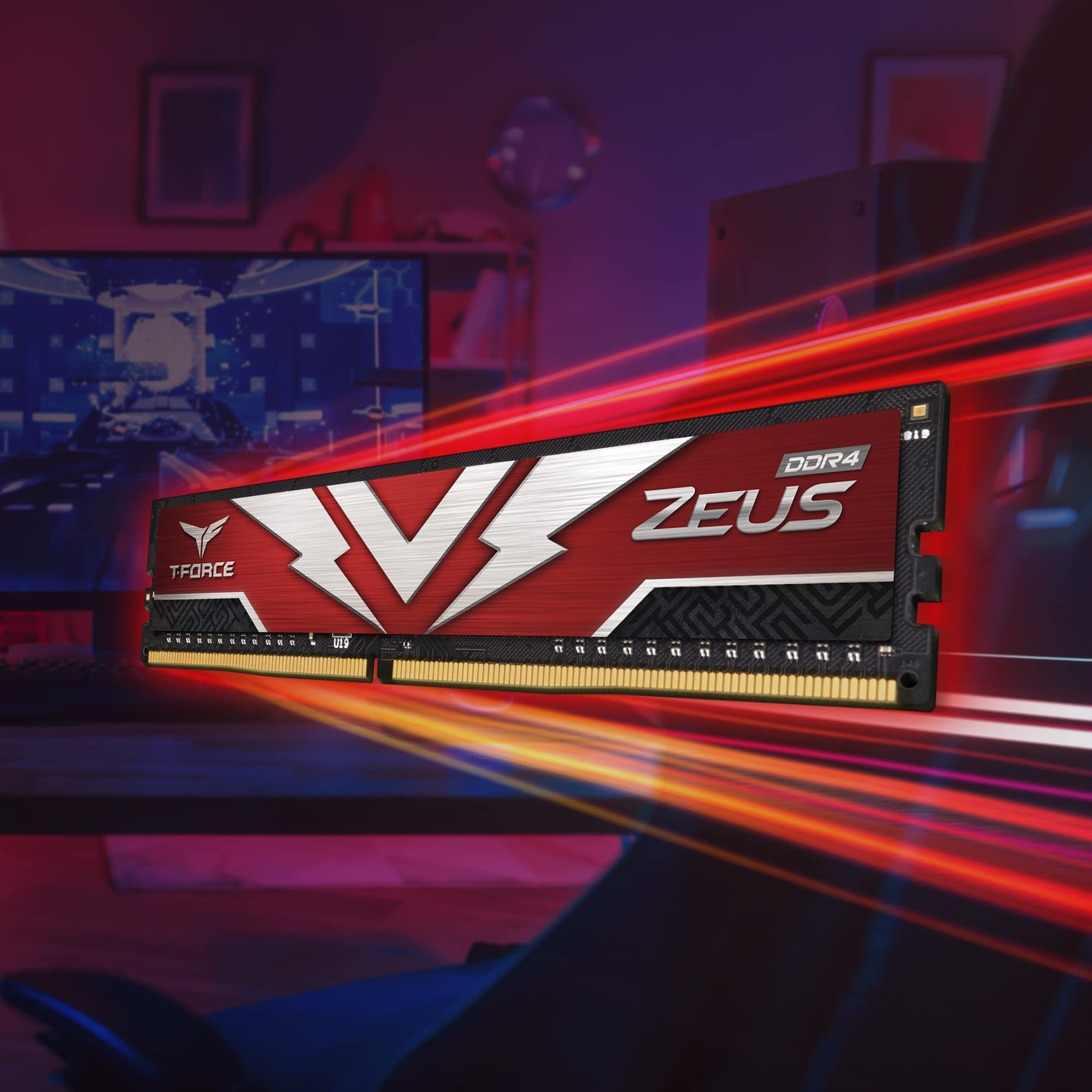 TEAMGROUP T-Force Zeus DDR4 16GB Kit (2 x 8GB) 3200MHz (PC4 25600) CL20 Desktop Gaming Memory Module Ram TTZD416G3200HC20DC01