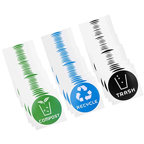 Round red bin Stickers for 13×12×2 60pcs Set Round Recycle Trash Compost Sticker Decal for Trash Garbage containers Recycle Bins