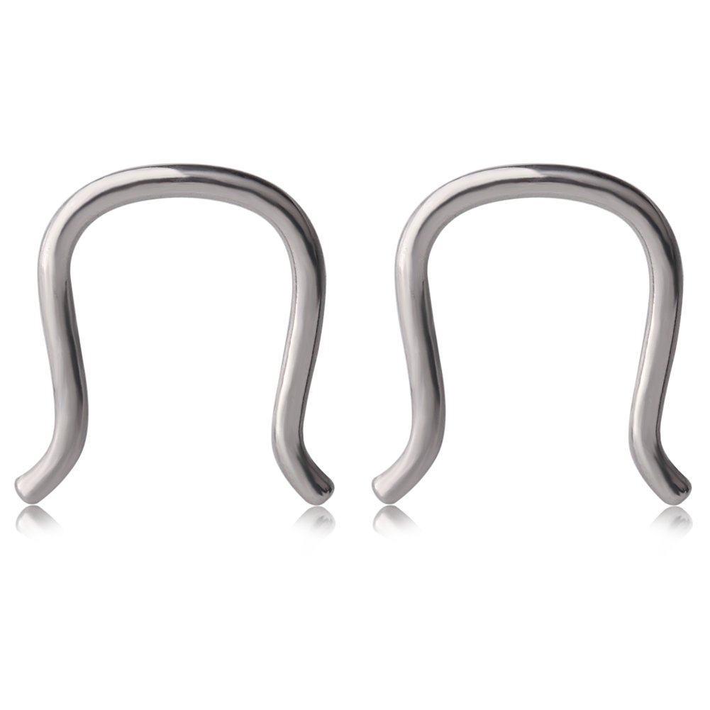 Ruifan Pair of 316L Surgical Steel U-Shaped & Staple Nose Septum Hanger Retainer Nose Ring 16g