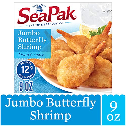 SeaPak Jumbo Butterfly Shrimp with Oven Crispy Breading, Delicious Seafood, Frozen, 9 oz
