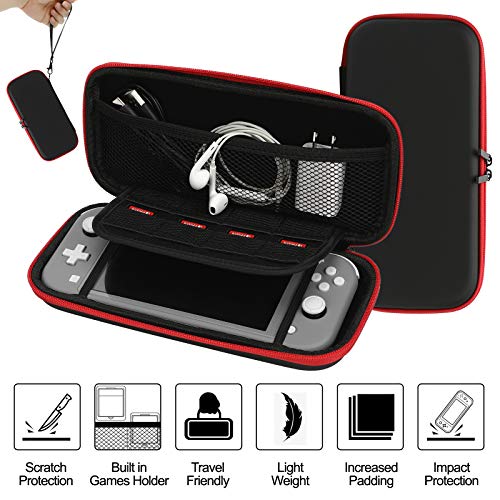 Switch Lite Accessories Bundle, Kit with Carrying Case,TPU Case Cover with 2-Pack Screen Protector,USB Cable, 4 Thumb Grip Caps for Nintendo Switch Lite (Switch Lite Accessorise Black)