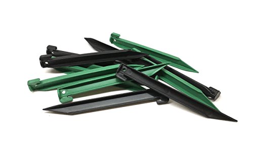 THE UM24 Set of 12 Piece Medium Heavy Duty Plastic Tent Pegs - Garden or Camping Nails Stakes 9” Length