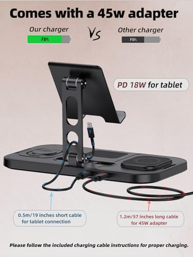 Wireless Charging Station for Apple, Wired Charger for iPad Charging Station, 4 in 1 Wireless Charging Stand Multiple Devices for iPhone 15 Pro Max 14 13 12, iWatch 8 7 6 5 4 3 2 Se, Airpods 3 2 Pro