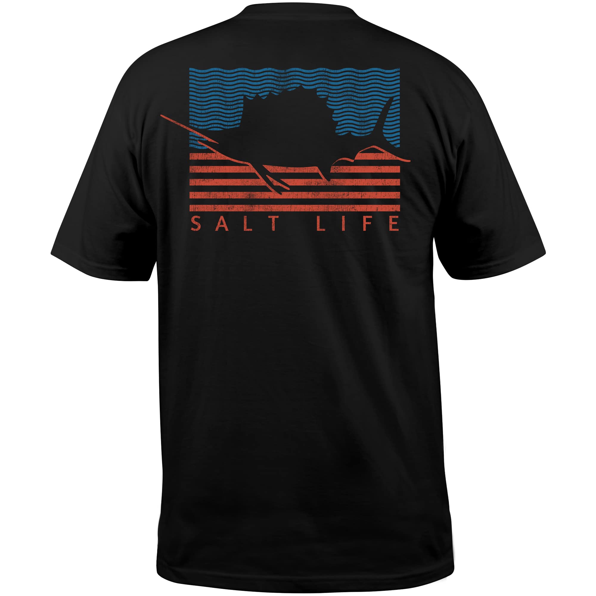 Salt Life Sailin Flag Short Sleeve Classic Fit Shirt, Black, XX-Large