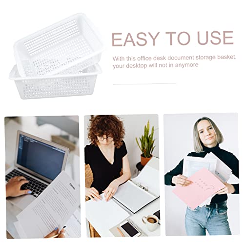 Tofficu 2pcs Storage Basket Document Letter Tray Plastic Folder Paper Storage Organizer Multifunctional File Basket Desk Tray Plastic Basket Tray Folder Basket Barbecue Desktop White Abs